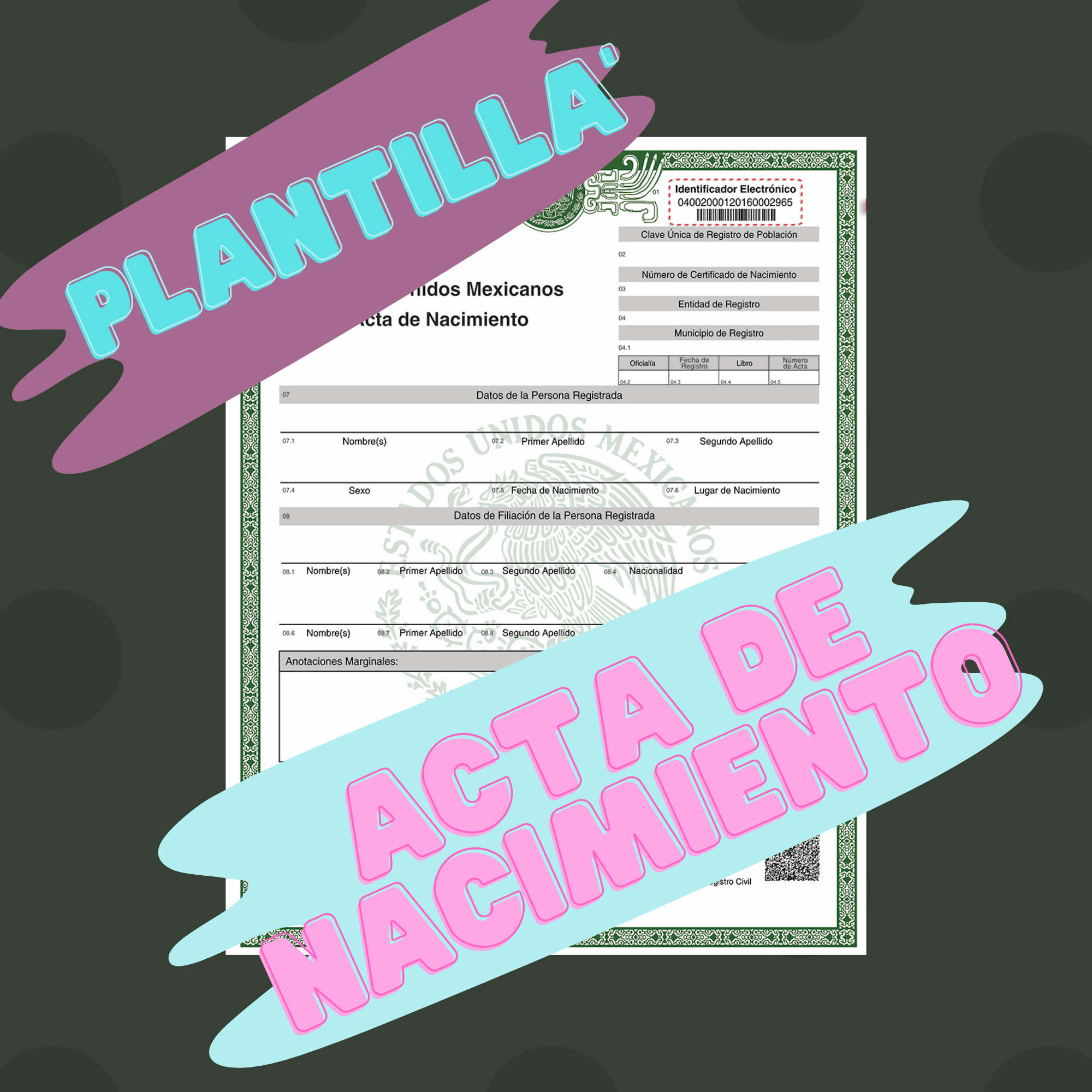 Formato De Acta De Nacimiento Para Llenar En Word Anuncio De Nacimiento 1e3