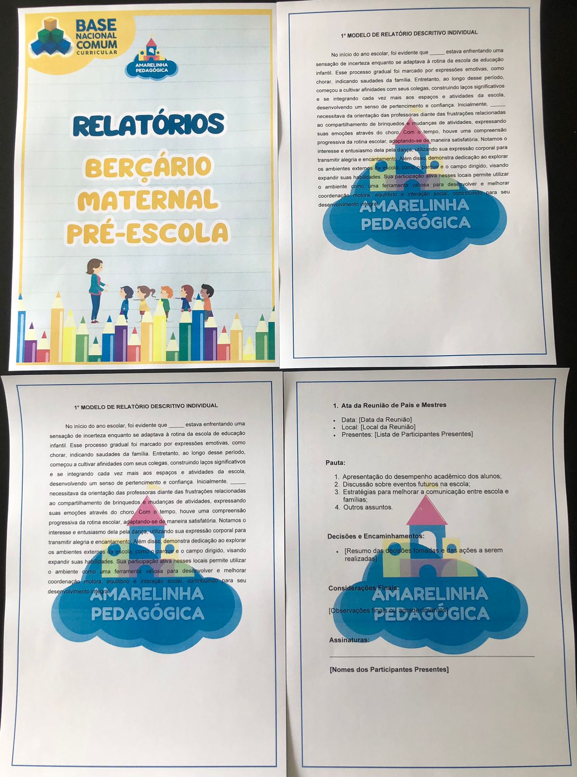 RELATÓRIOS EDUCAÇÃO INFANTIL - Amarelinha Pedagógica | Hotmart