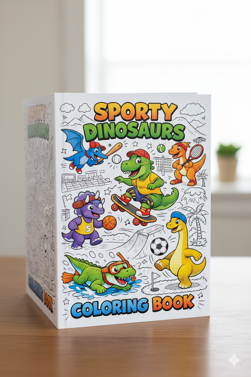 Coloring book - Sporty Dinosaurs | Hotmart