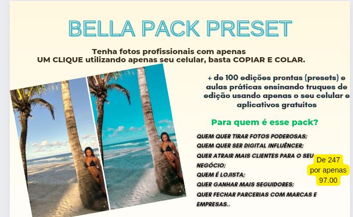 BELLA PACK PRESET - Chrys | Hotmart