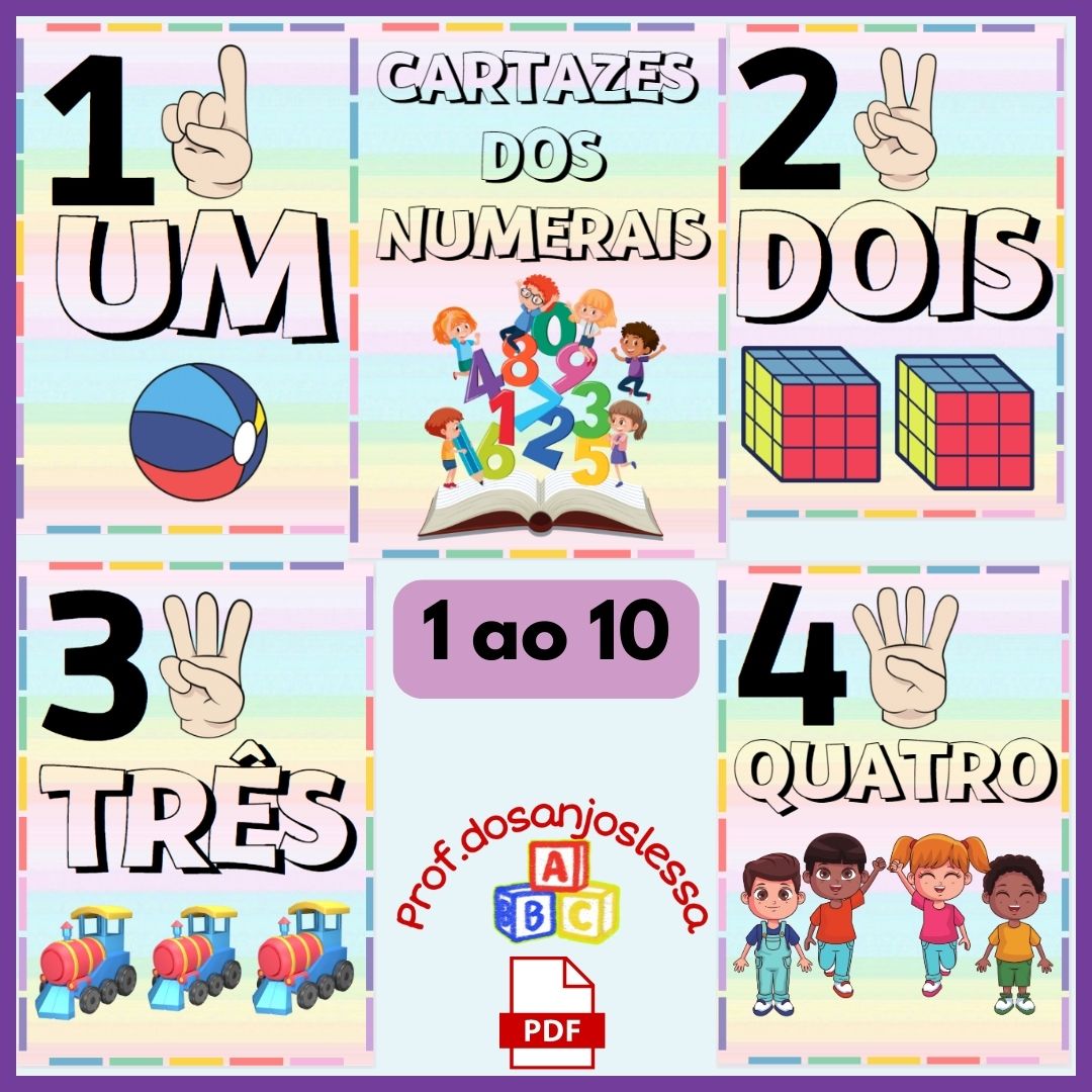 CARTAZES DOS NÚMEROS 1 AO10 - Prof.Dosanjoslessa | Hotmart