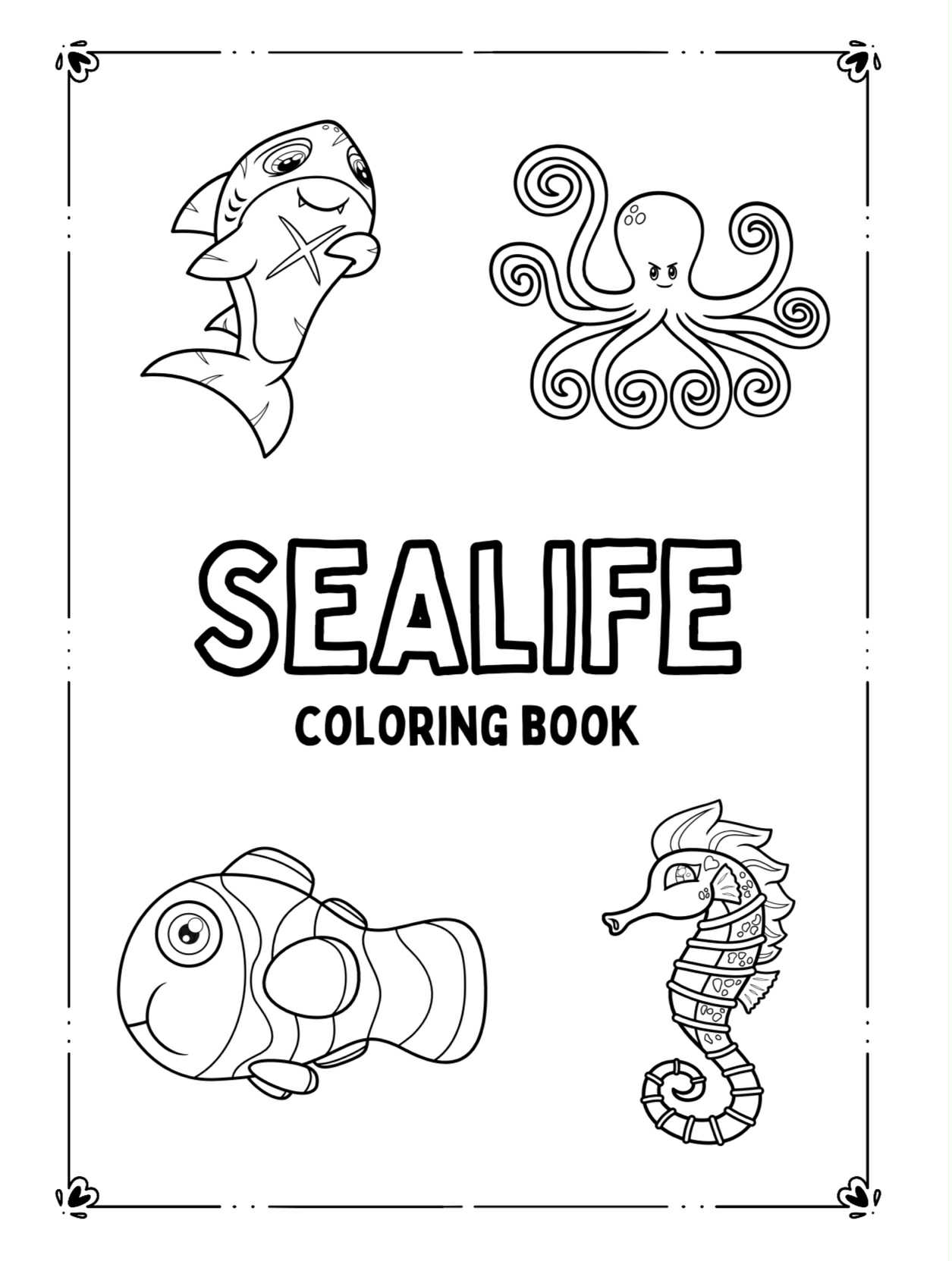Mini Ocean Coloring Book - 6 Printable Sea Animal Pages for Kids