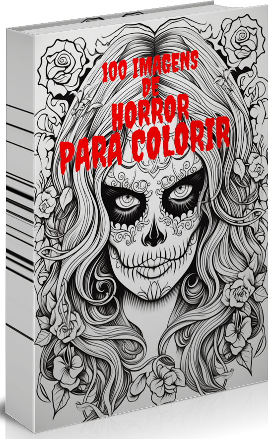 100 Imagens de Terror para Colorir – Livro Digital de Horror, Cavei...