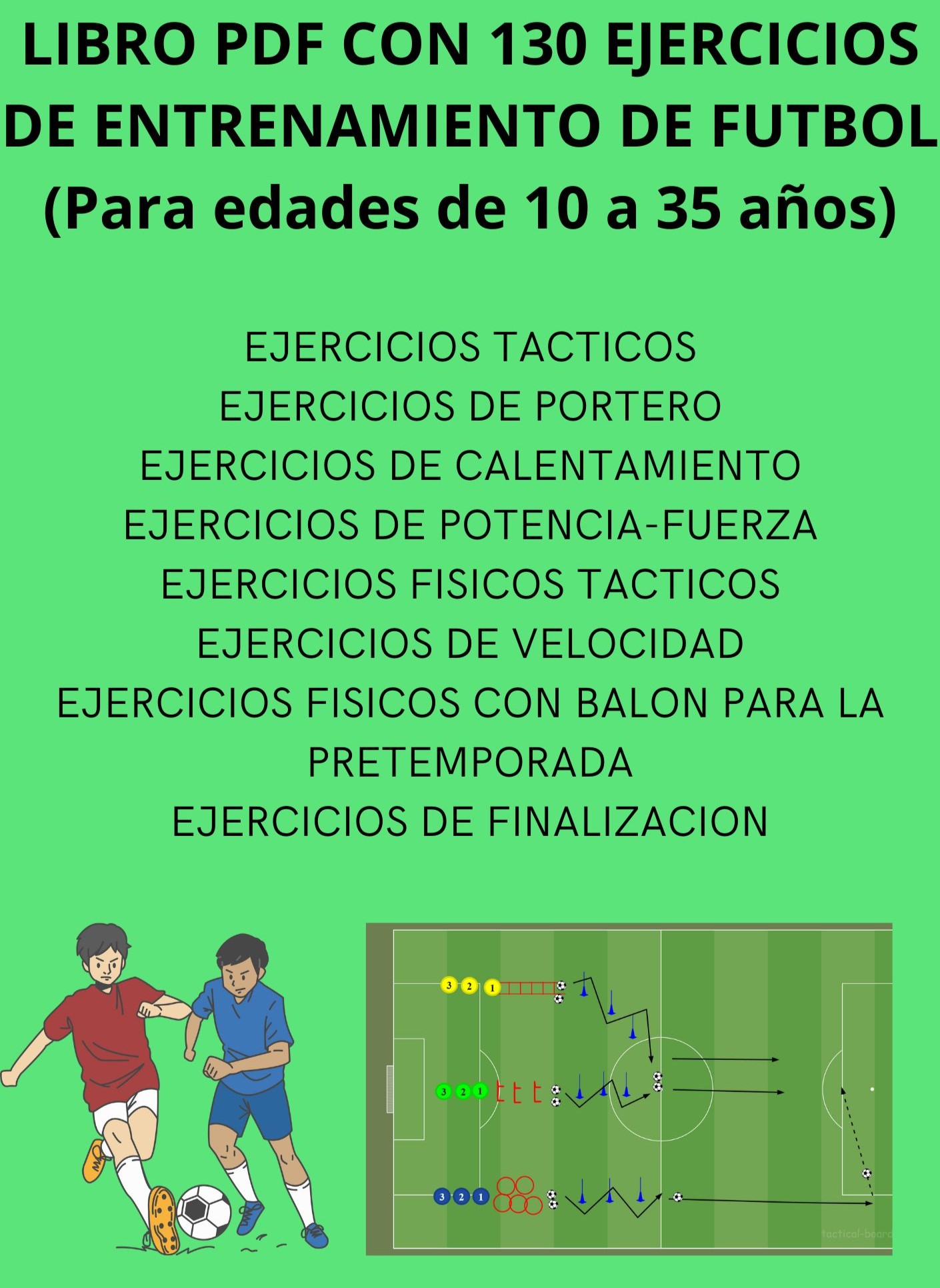 LIBRO PDF CON 130 EJERCICIOS DE ENTRENAMIENTO DE FUTBOL PARA EDADES DE 10 a 35 AÑOS