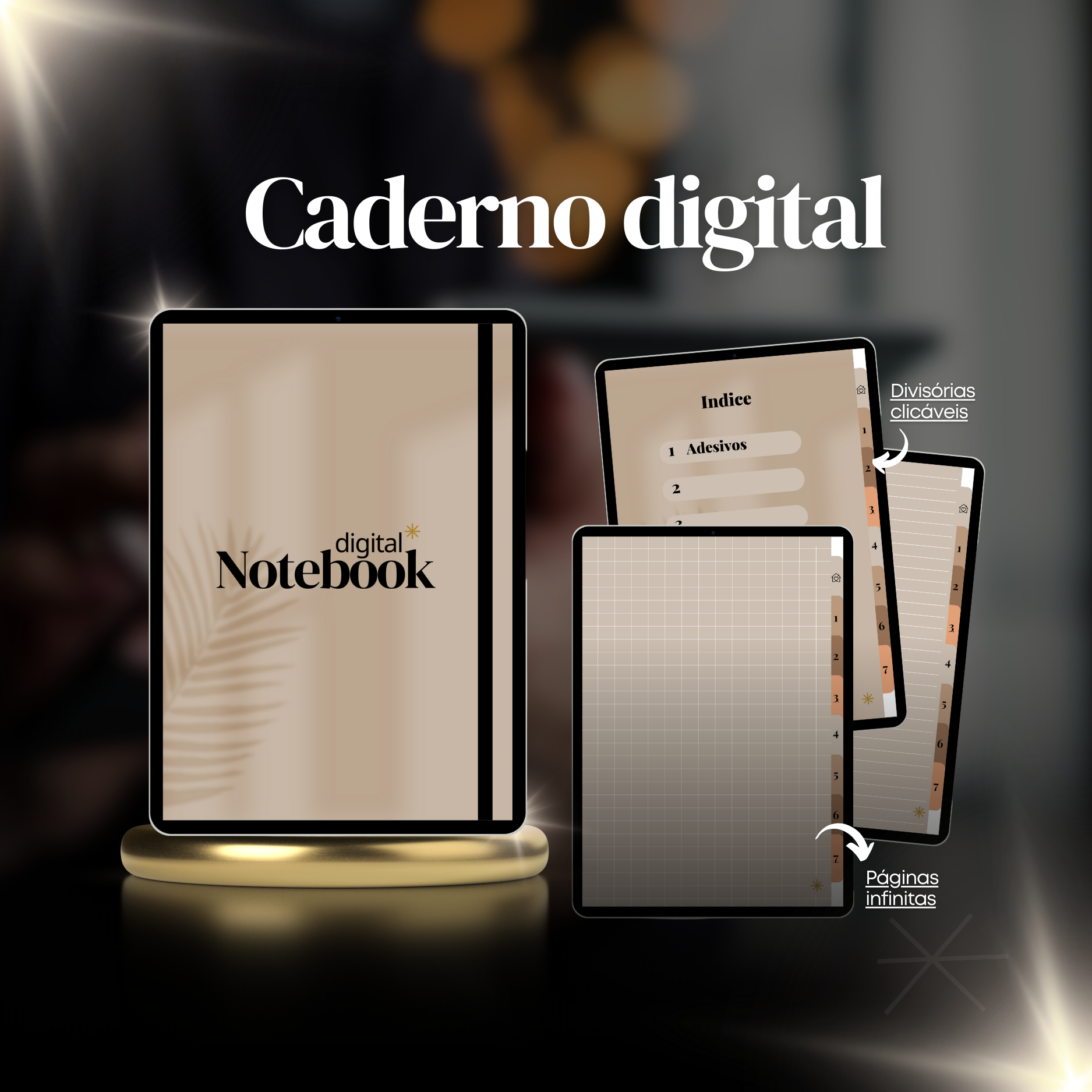 Notebook digital | Caderno com 5 matérias divisórias interativas usando ...