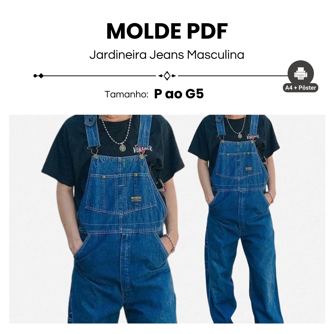 MOLDE JARDINEIRA JEANS MASCULINA - Criative wg | Hotmart