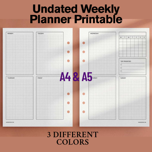 Undated Weekly Planner Printable