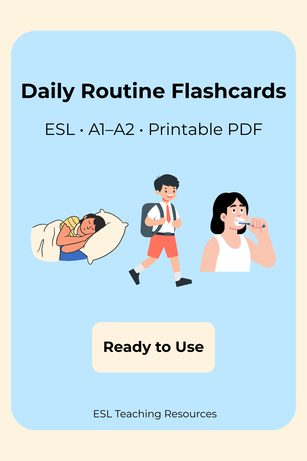 Daily Routine Flashcards – ESL Beginners (A1–A2) | Hotmart