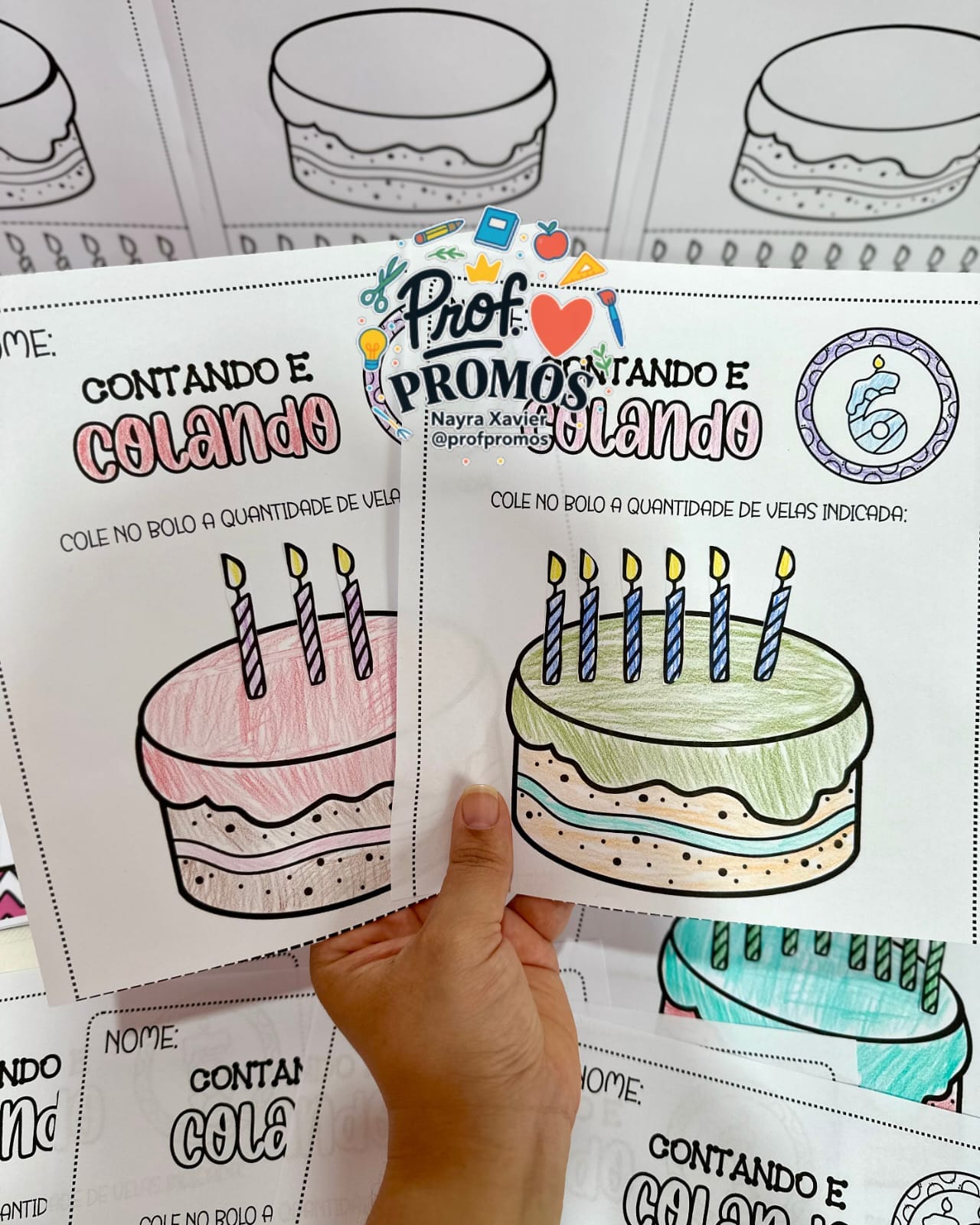 Apostilas Contando e Colando – Bolo de Aniversário - Prof Promos