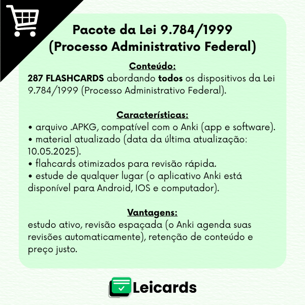 Flashcards da Lei nº 9.784/1999 (Processo Administrativo Federal)