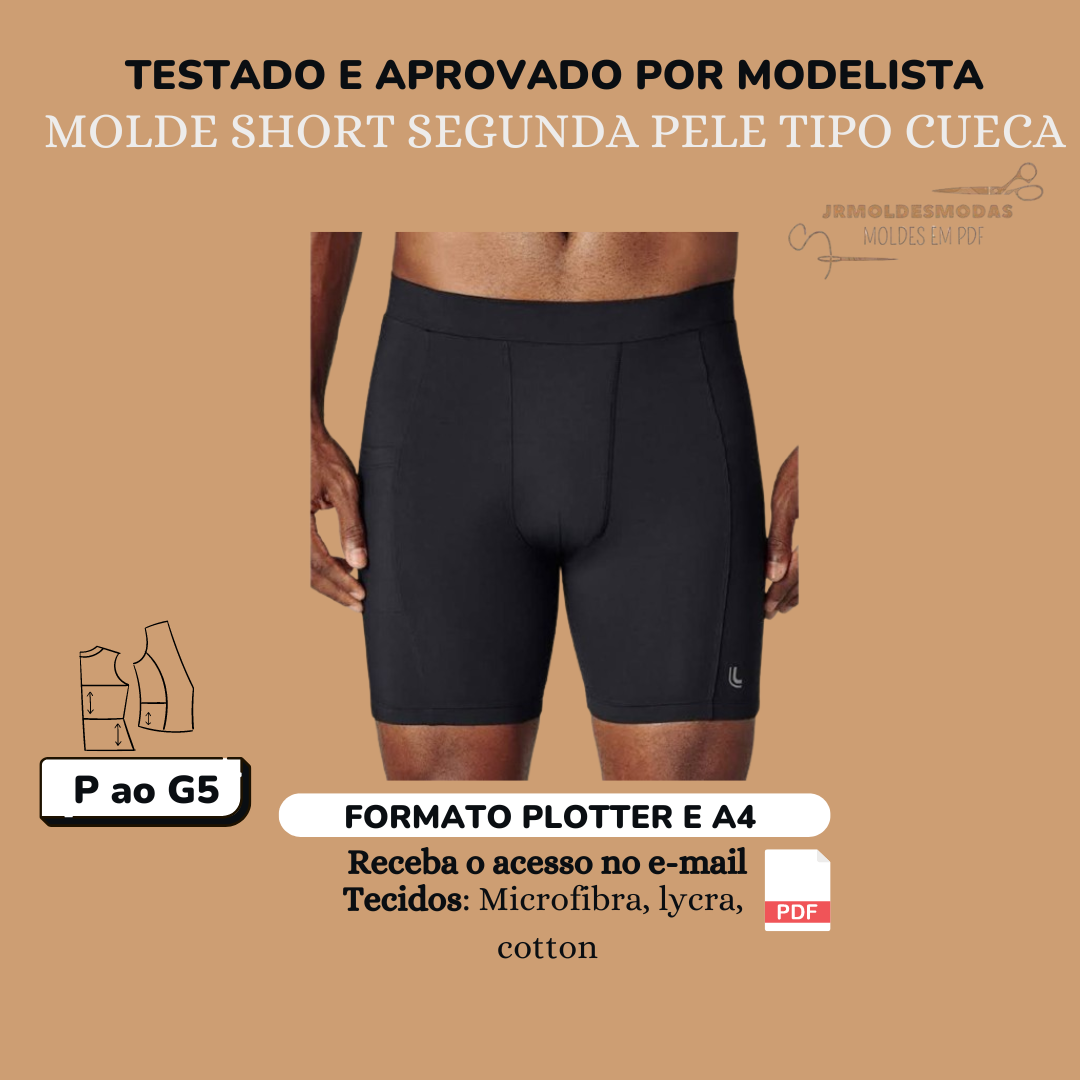 Molde Short segunda pele tipo cueca - Jr Produtos Digitais | Hotmart