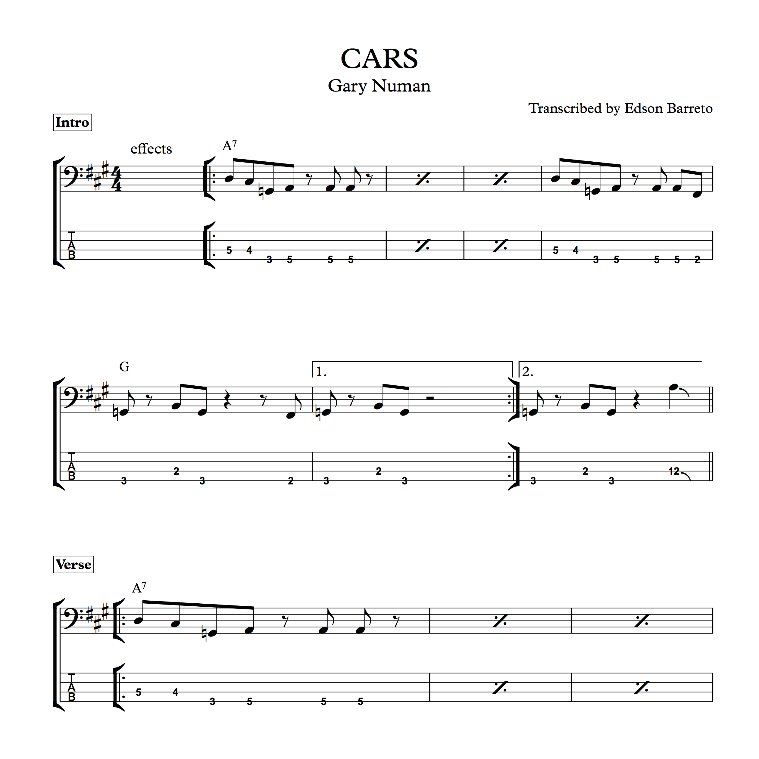 Cars Gary Numan Guitar Tab at Mike Friddle blog