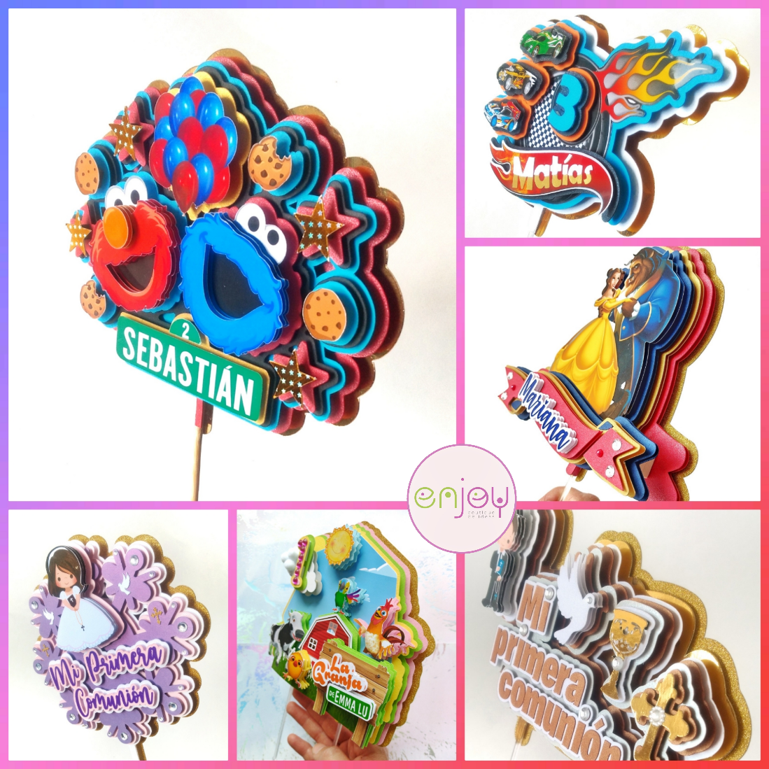 Pack 6 CakeToppers - Enjoy Boutique de Ideas | Hotmart