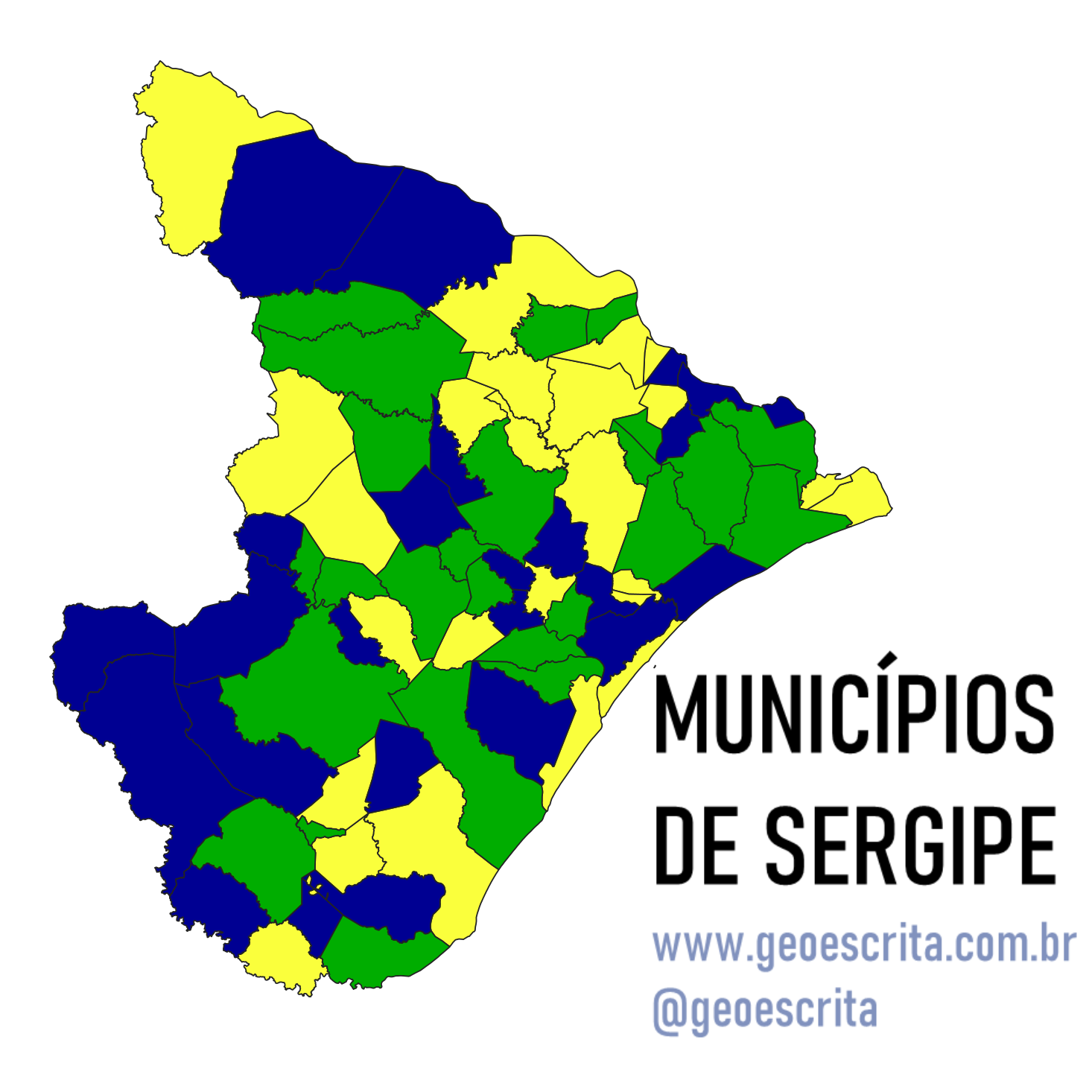 Municípios de Sergipe - Mapa Editável para PowerPoint e SVG v2.0