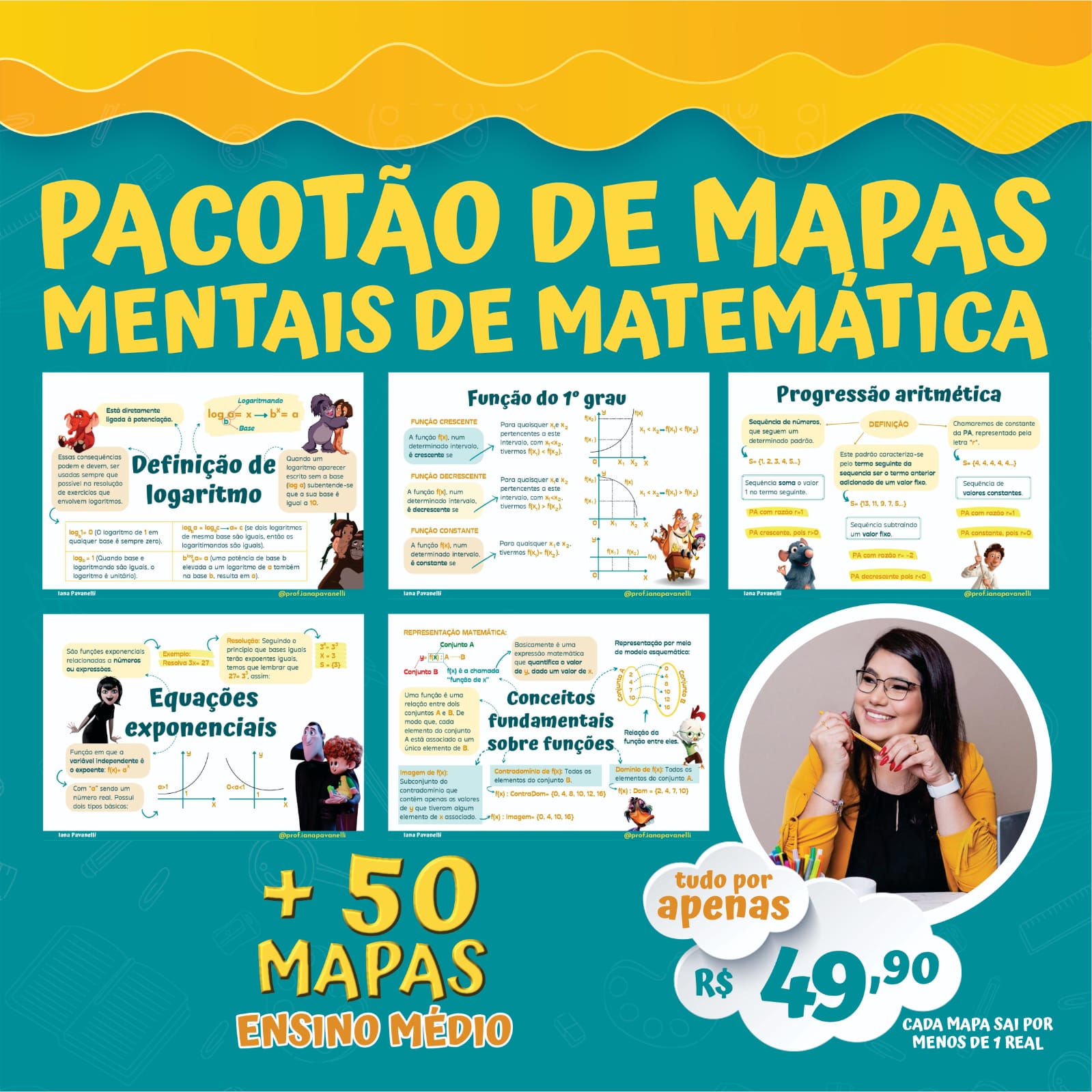 Pacotão de Mapas Mentais de Matemática do Ensino Médio - Iana Prin...