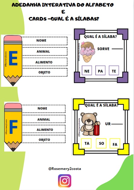 ADEDANHA INTERATIVA DO ALFABETO E CARDS -QUAL É A SÍLABAS? - Roseme...