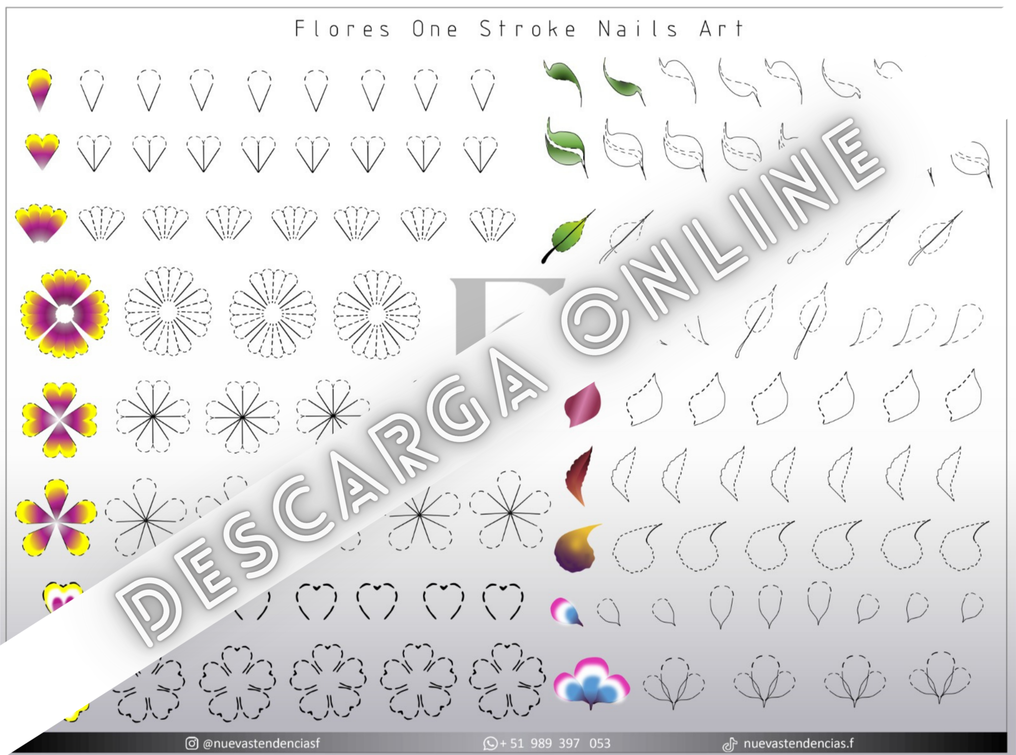 Plantilla de Flores One Stroke - Fabiola González | Hotmart