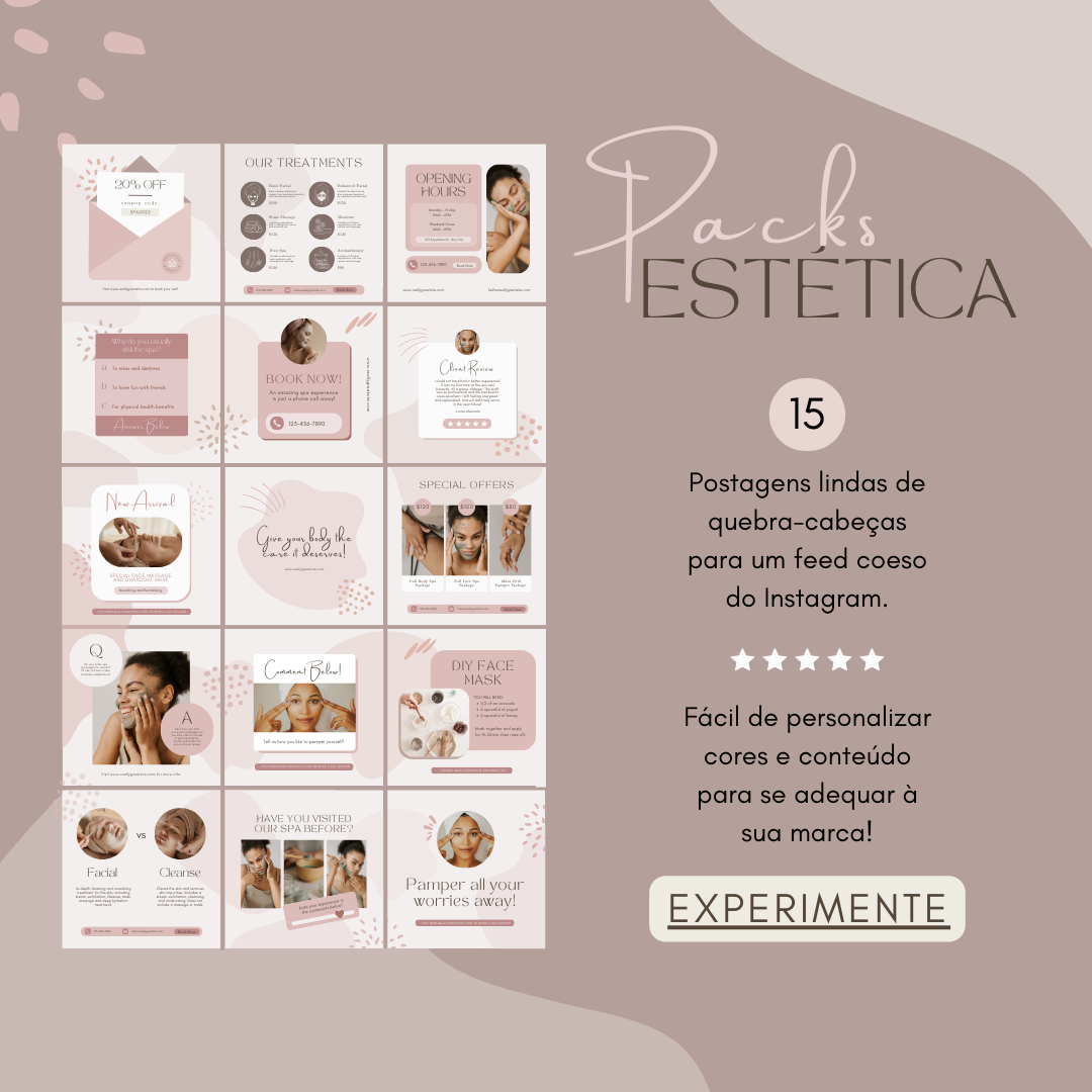 Pack De Artes Do Canva De Estética Elisiane Silva Hotmart