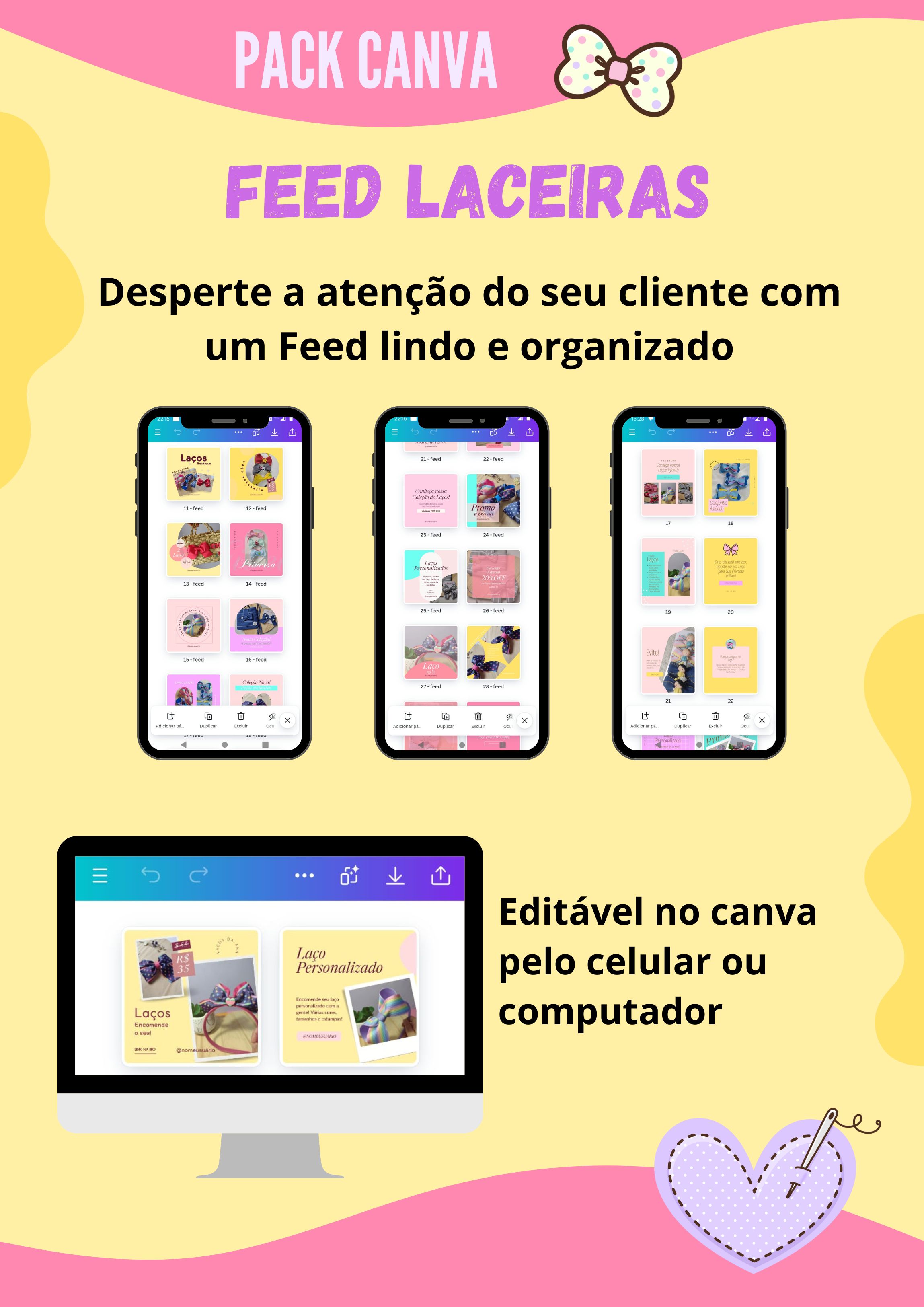 PACK CANVA Feed Laceira - Paula Ferreira | Hotmart