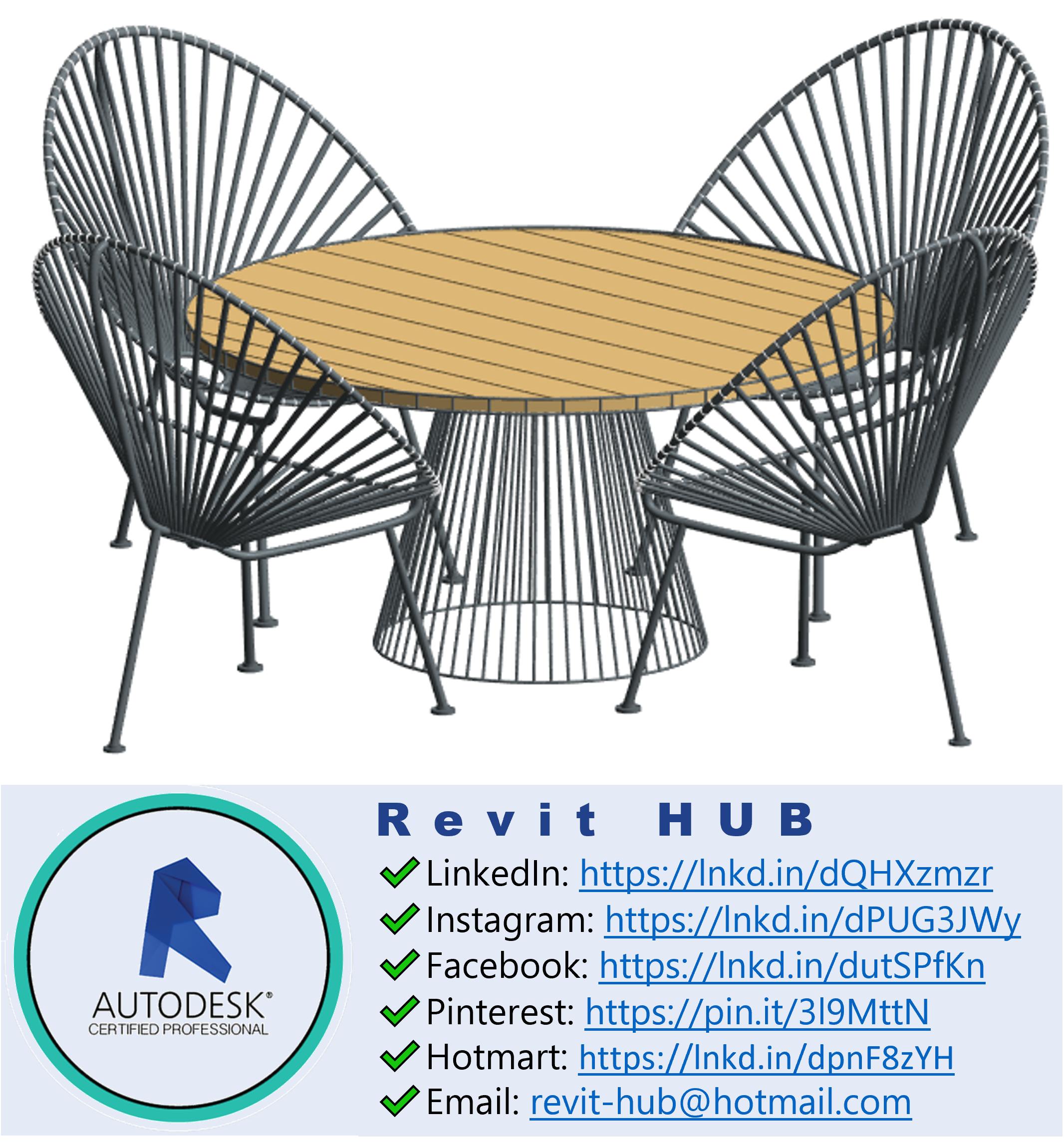 3D HQ Revit family - Exterior Table Set
