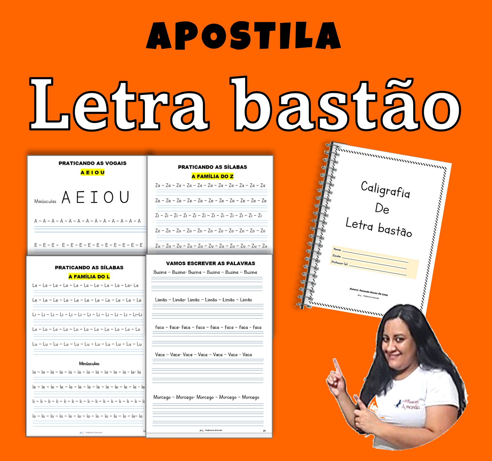 Caligrafia de letra BASTÃO - Professora Amanda | Hotmart
