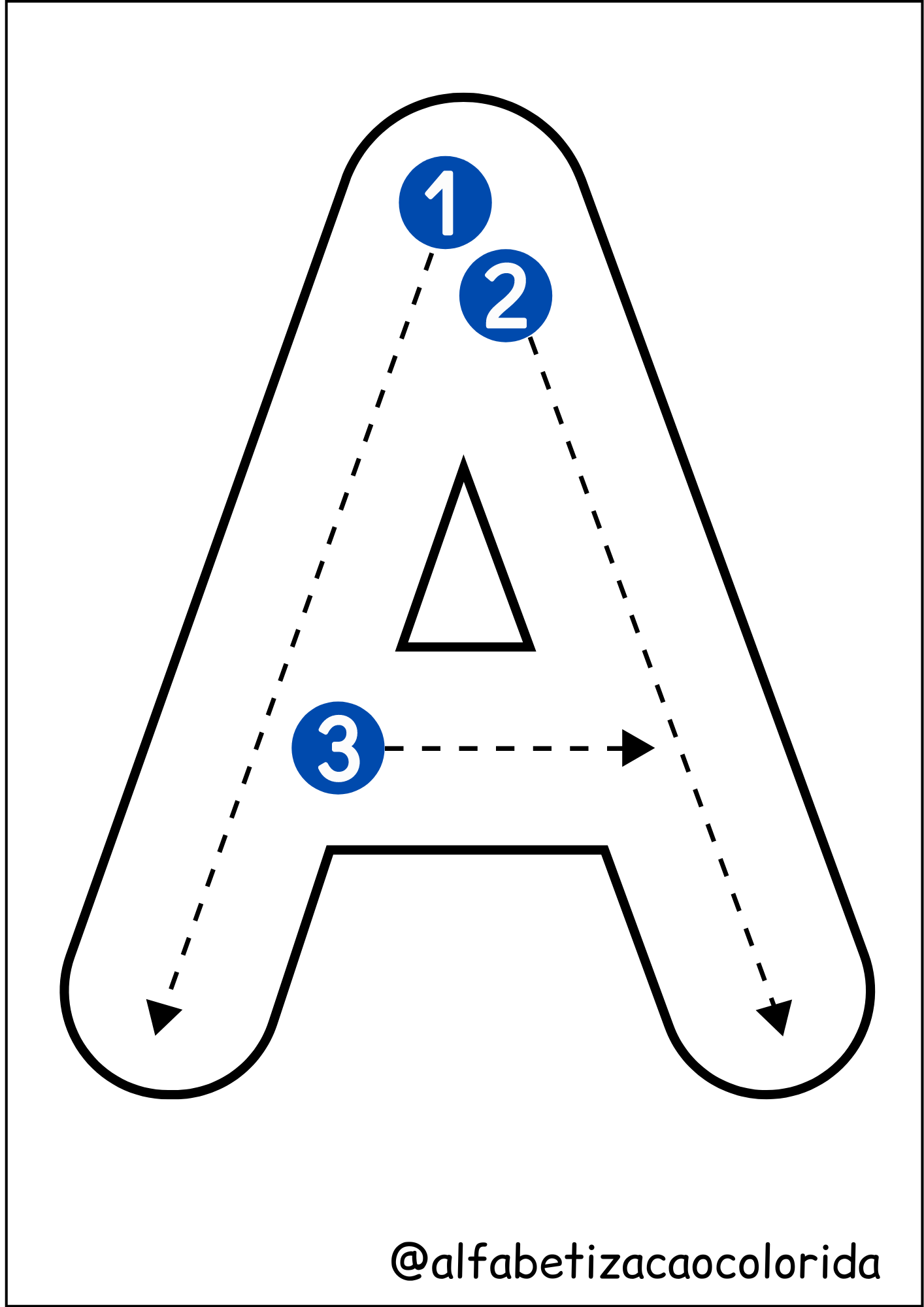 Alfabeto com setas letra bastão