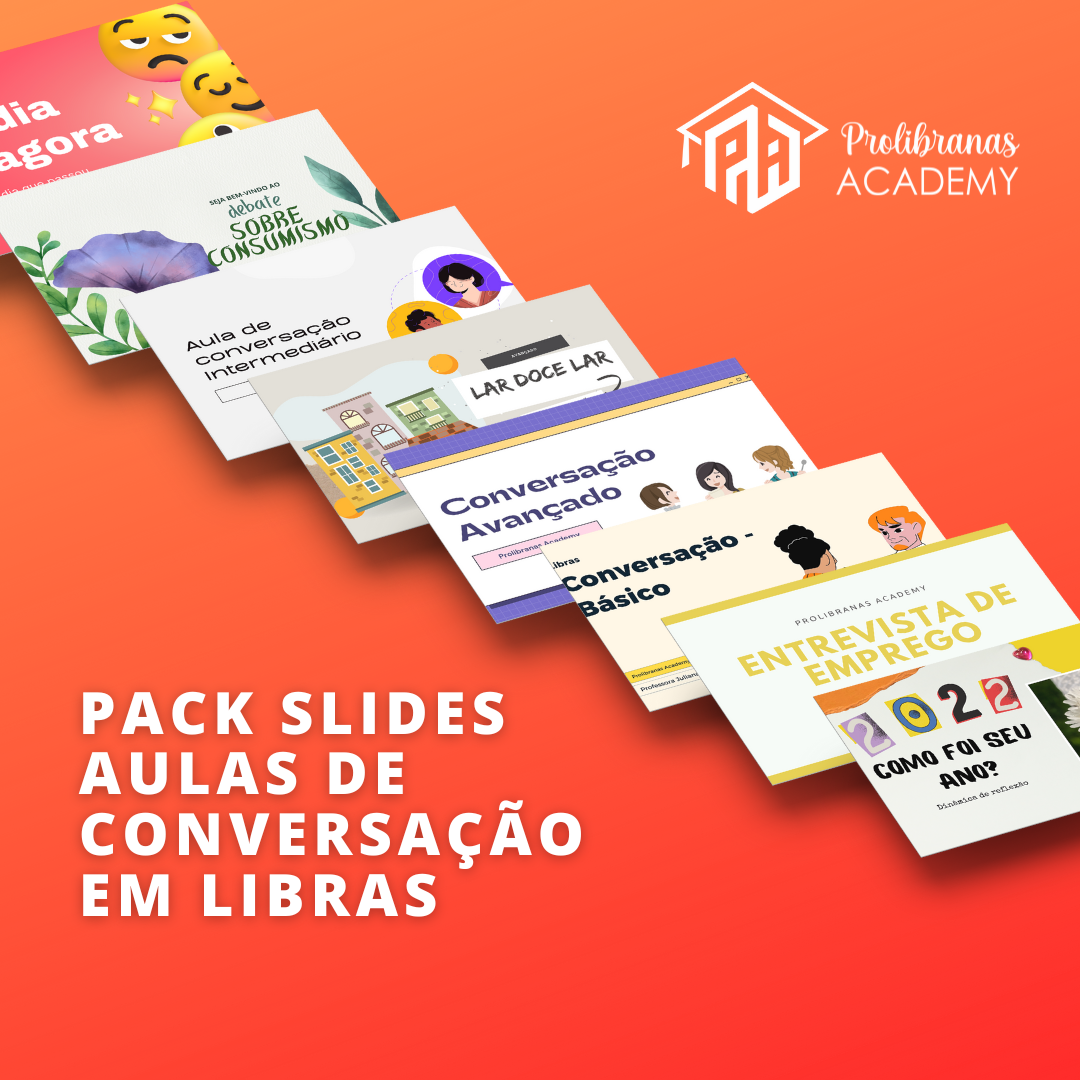 Pack de slides editáveis para aulas de conversação em Libras - Prol...