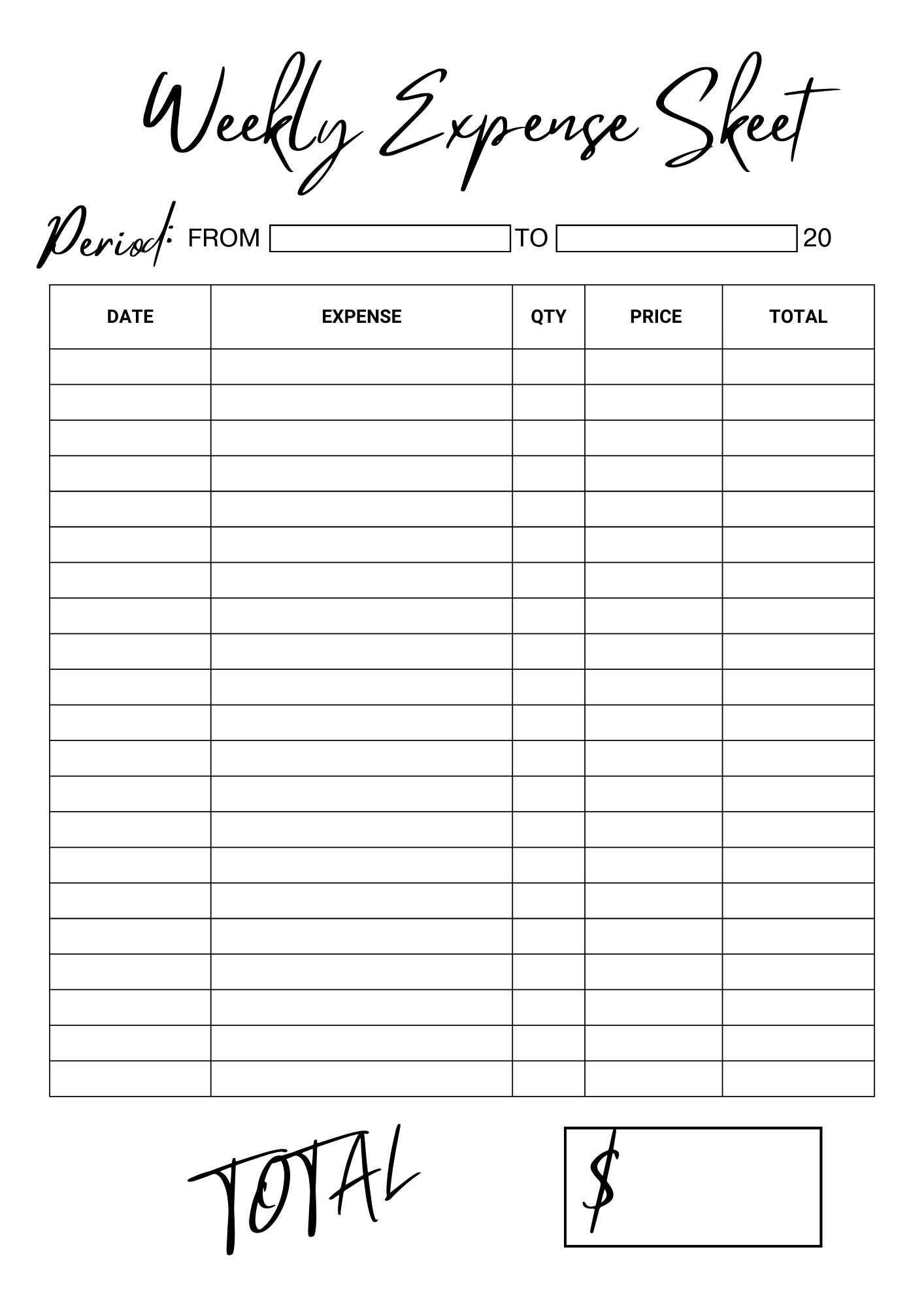 Weekly Expensive Sheet