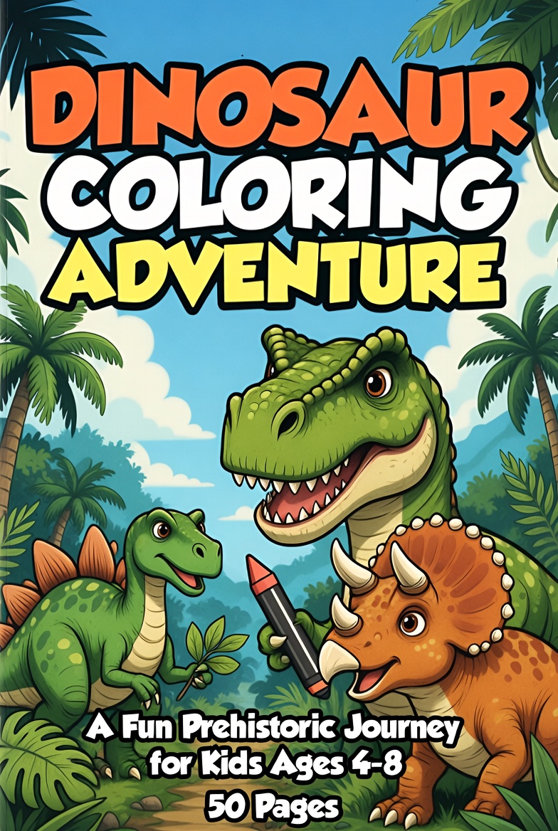Dinosaur Coloring Adventure: A Fun Prehistoric Journey for Kids Age...