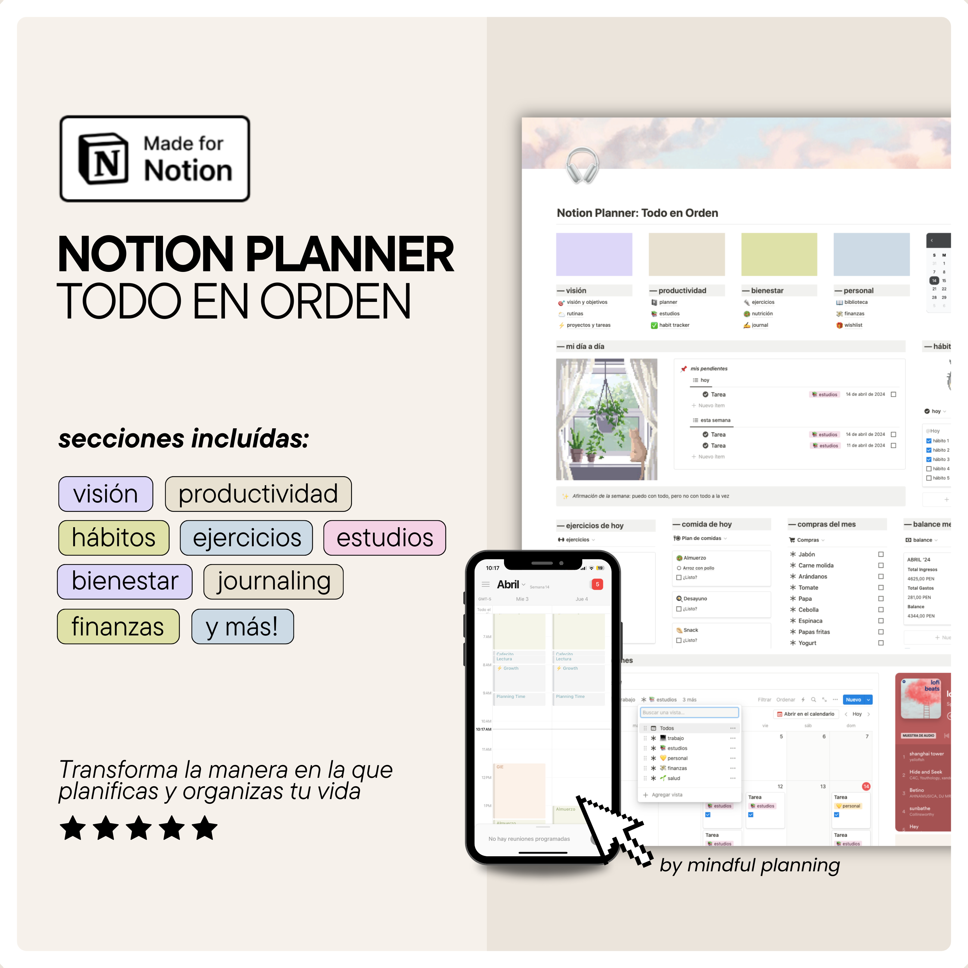 Notion Planner "Todo en Orden" | Plantilla de Notion de Productivid...