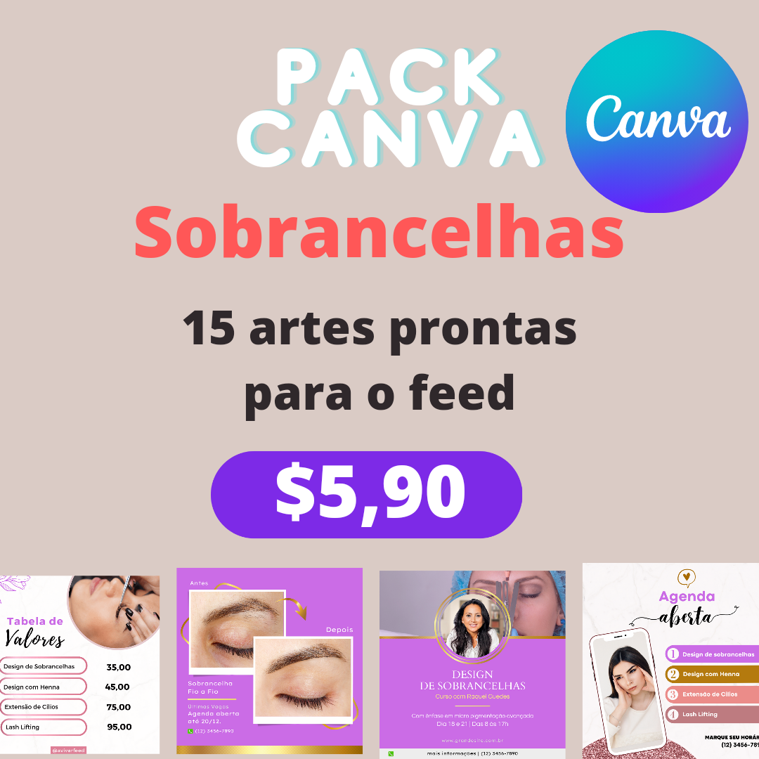 Pack Canva Sobrancelhas - Yasmin Andressa de Macedo | Hotmart