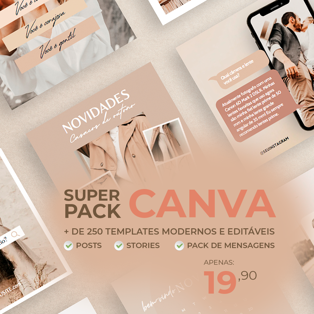 Pack CANVA + de 250 templates PERFEITOS e Editáveis - Tatami Templa...