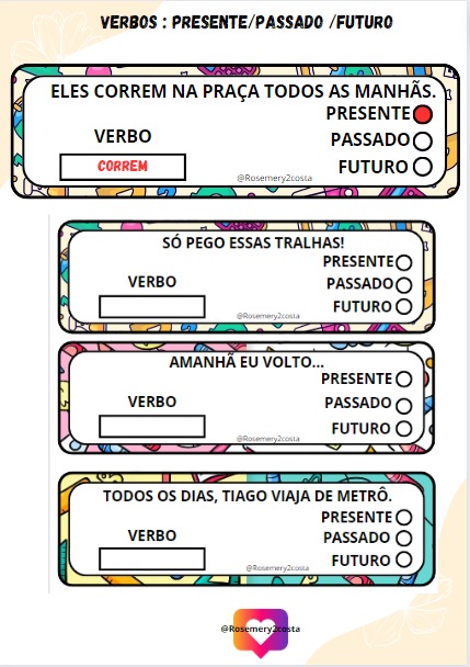 VERBOS : PRESENTE/PASSADO /FUTURO - Rosemery Santos da Costa | Hotmart