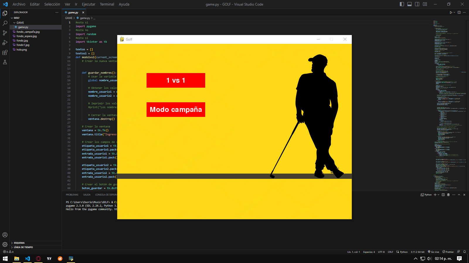 Juego de golf BÁSICO en python - Miguel Angel Osorio Gutierrez