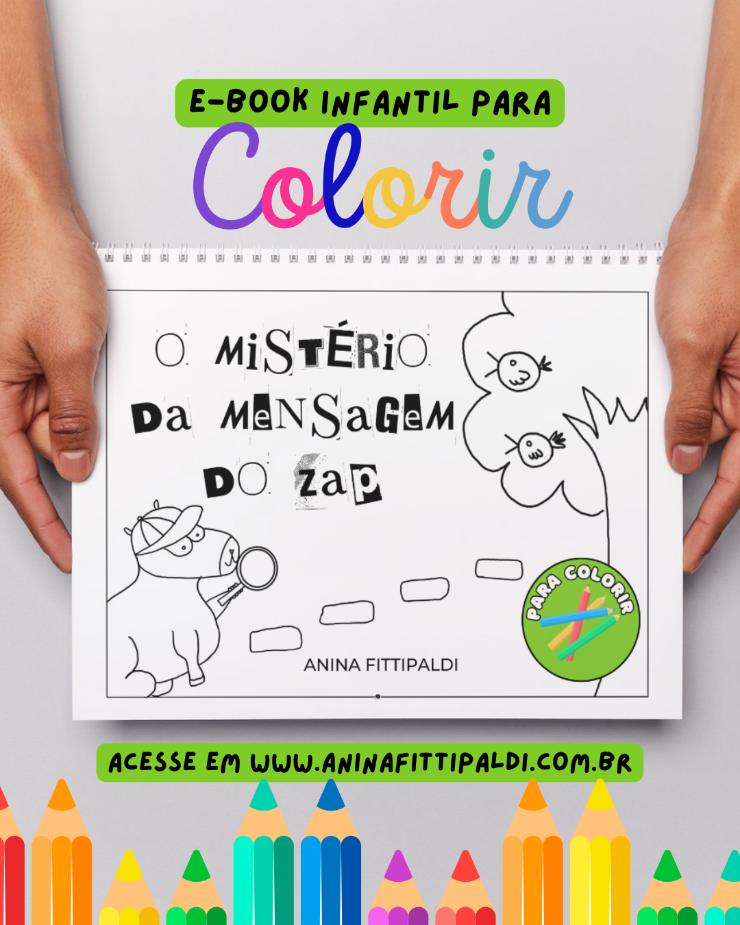 E-book para colorir O mistério da mensagem do zap