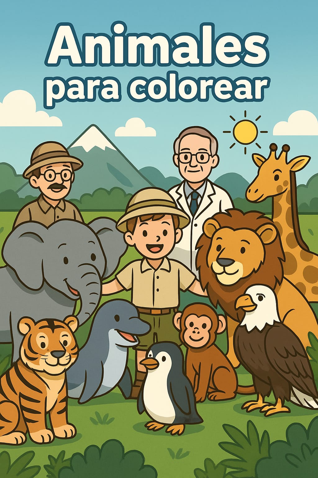 🦁 APRENDE Y CRECE. Libro de Animales para Colorear + Guía de Estim...