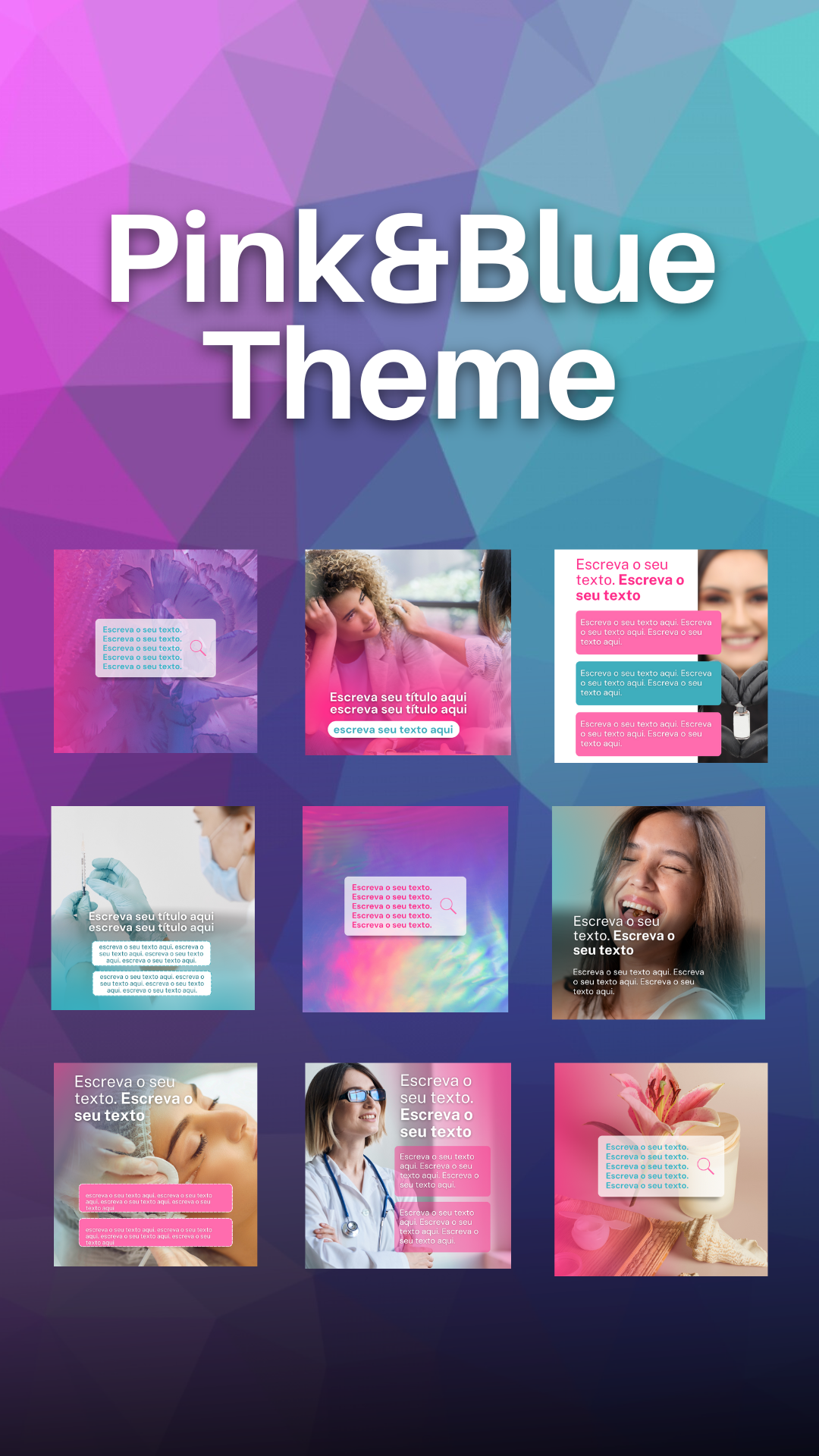 Pink&Blue Theme - Canva Template - Bruna Girl Bo$$ | Hotmart