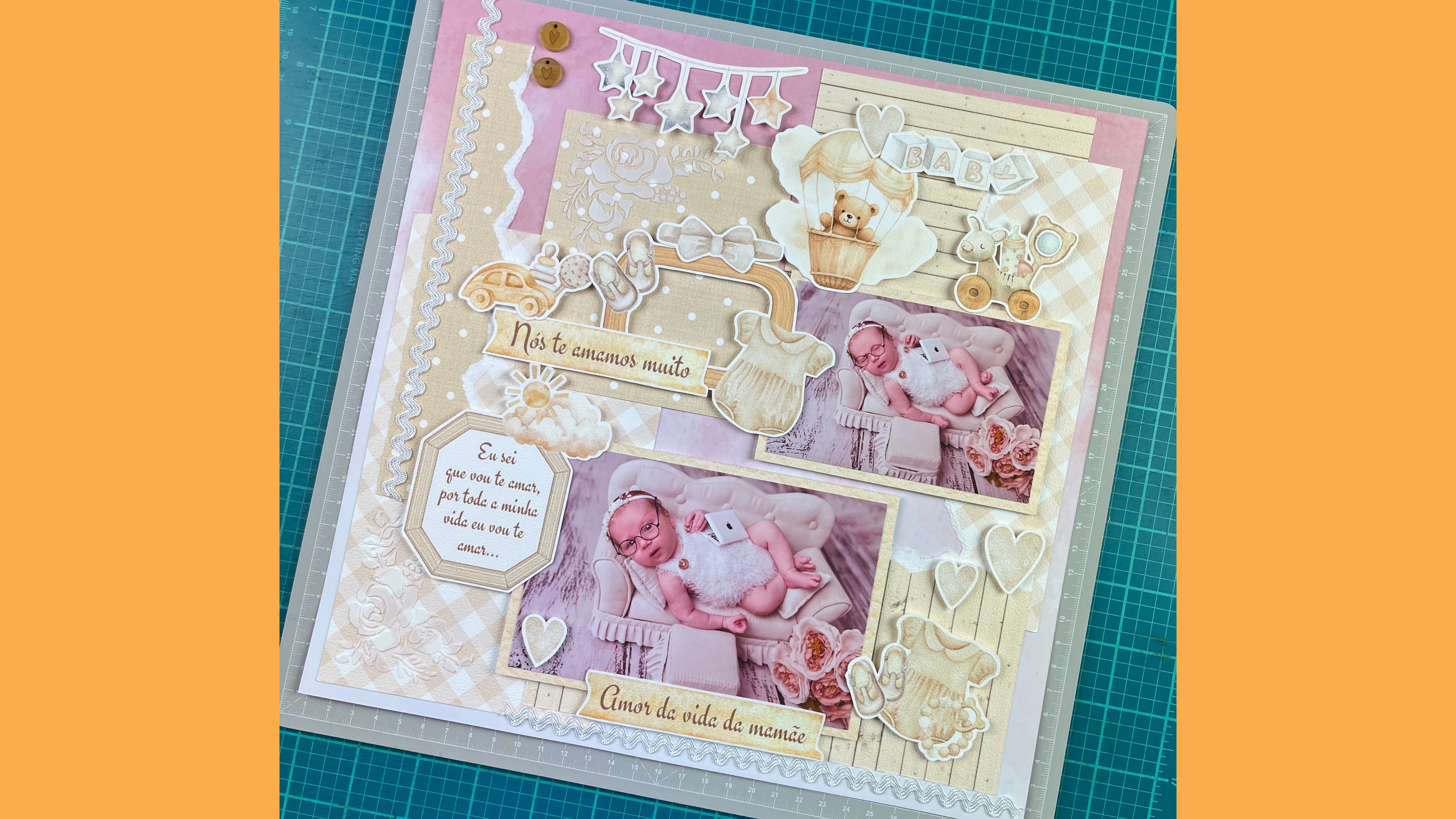 Página de Scrapbook - Ursinho bege - Pri Fidelis scrapbook | Hotmart