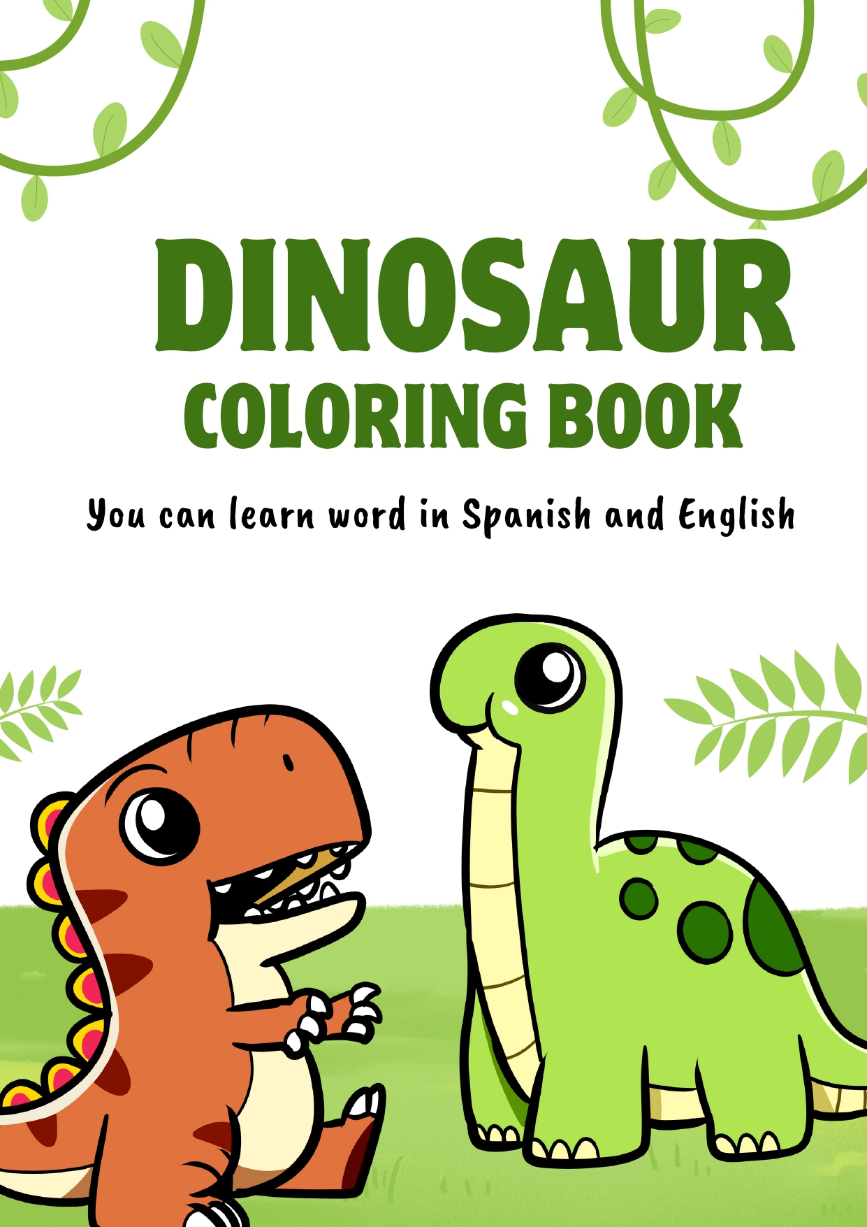 DINOSAUR coloring book, words in spanish and english | Hotmart