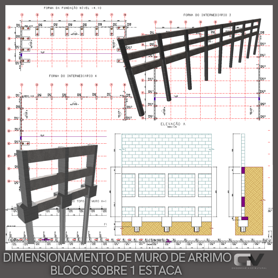 MURO DE ARRIMO MISTO - BLOCO SOBRE 1 ESTACA - Gustavo Vieira | Hot...