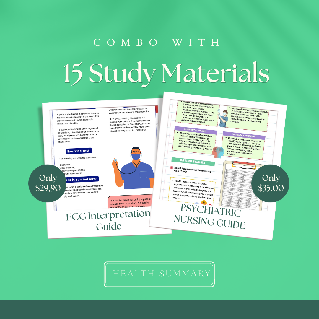 Combo with 15 study materials - Health summary