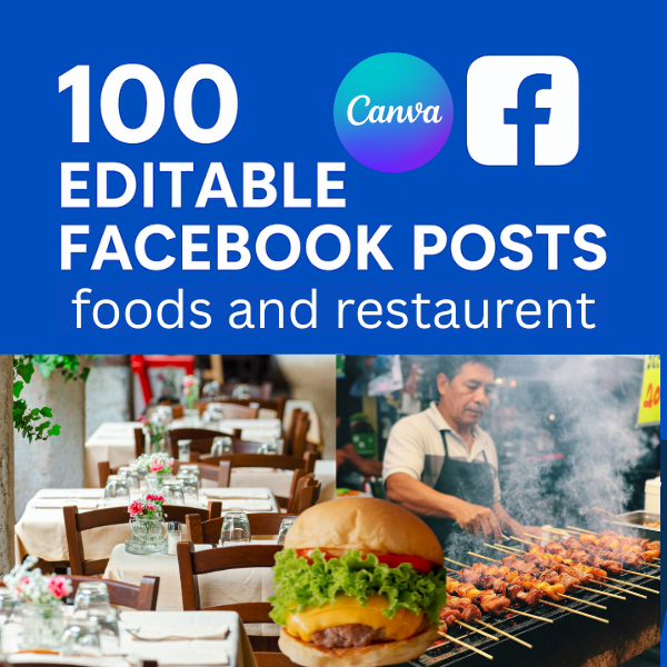100 Editable Facebook Posts Templates | Food & Restaurant Soci...
