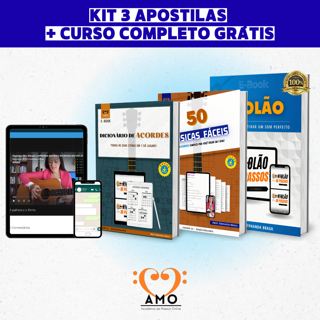 KIT 3 EBOOKS VIOLÃO + Curso GRÁTIS de VIOLÃO