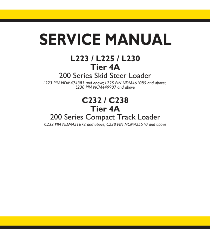 New Holland Skid Steer Loader L223, L225, L230, Service Repair Manu...