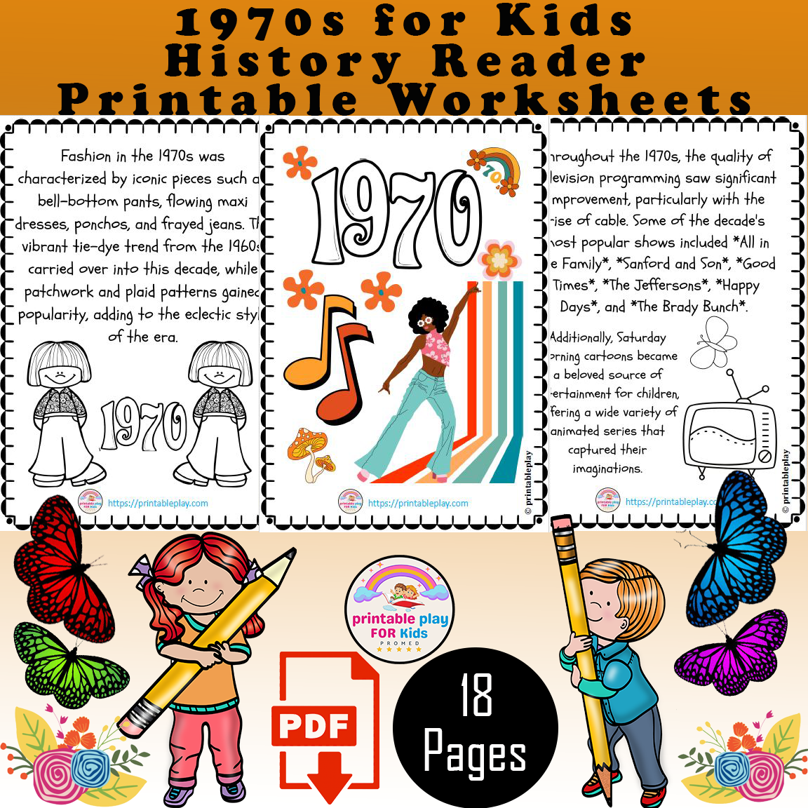 The 1970s for Kids Printable History Reader