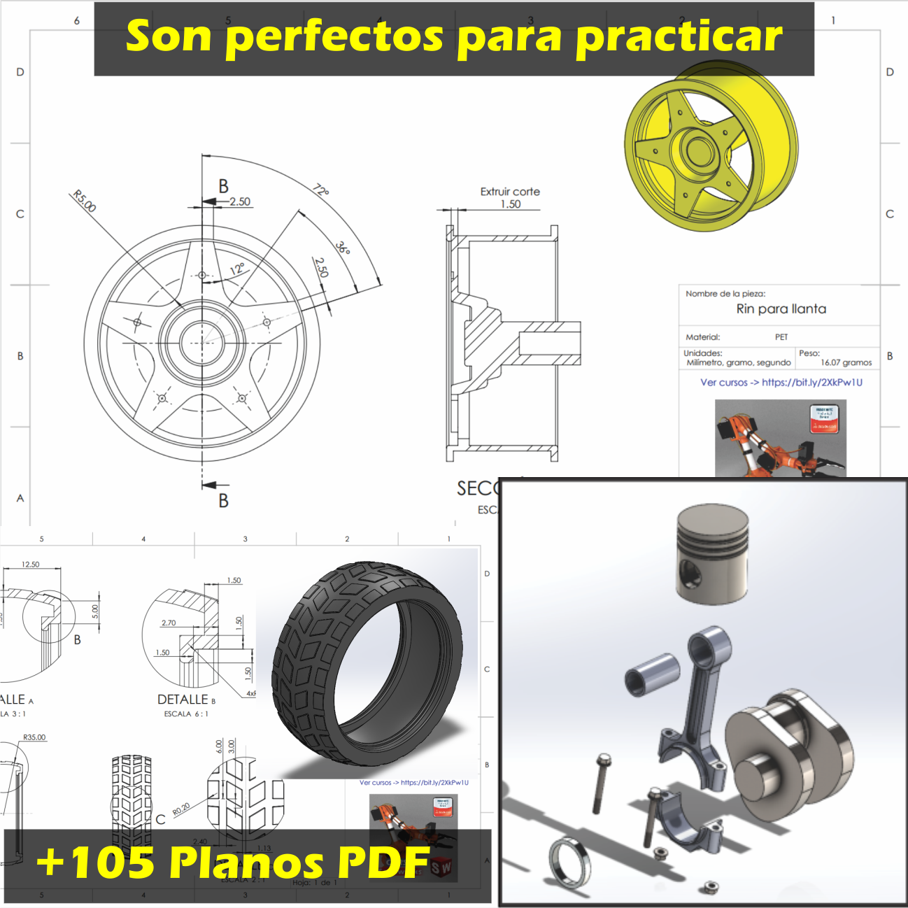 Paquete de planos PDF + Piezas + Ensambles + Solidworks