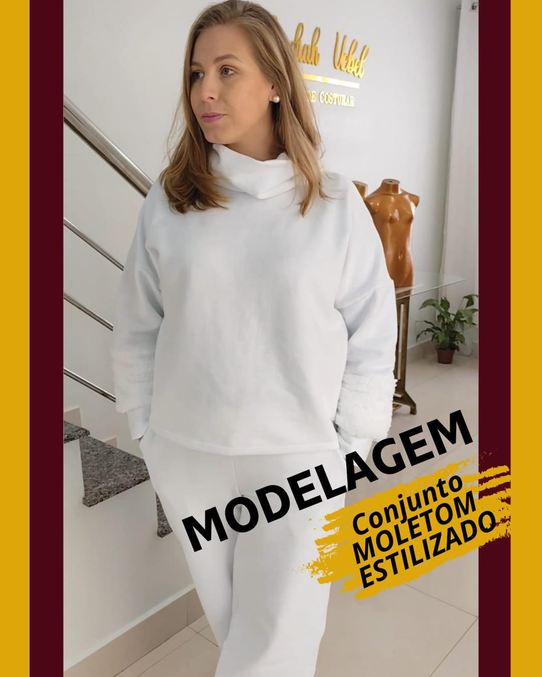 MODELAGEM CONJUNTO MOLETOM FEMININO ESTILIZADO