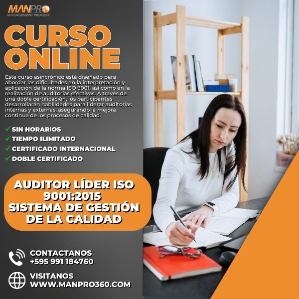 Auditor Líder ISO 9001:2015 Sistema Gestión de la Calidad - Manpro...