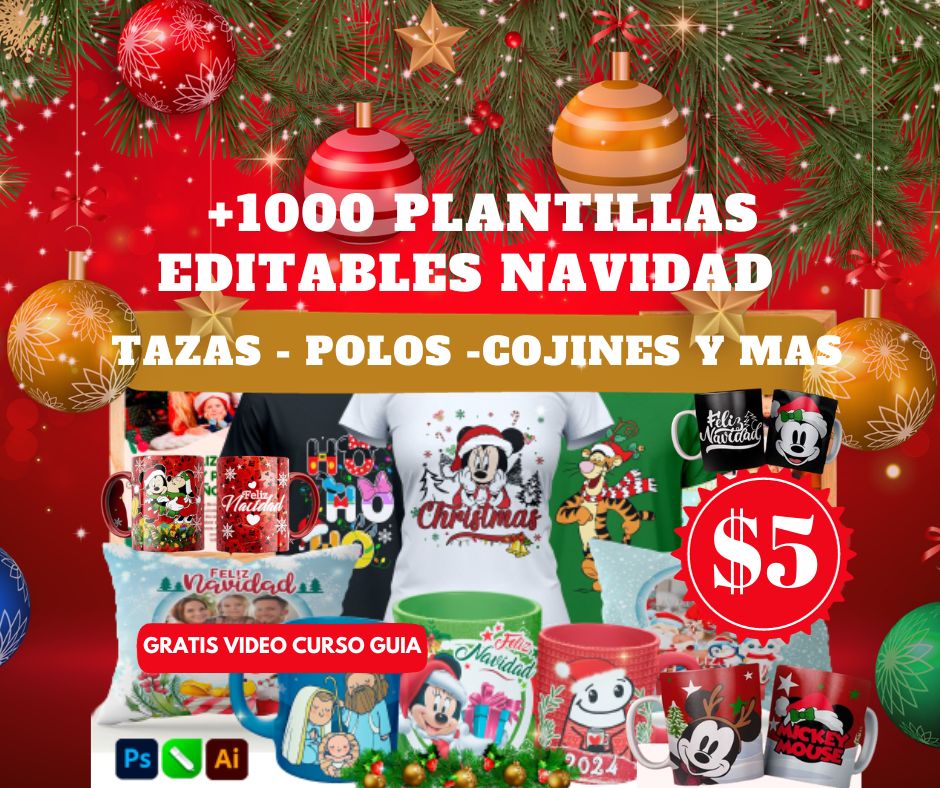 𝗡𝗨𝗘𝗩𝗢 Super Pack NAVIDAD Y AÑO 🎊 Son +1000 Diseños 100% edit...