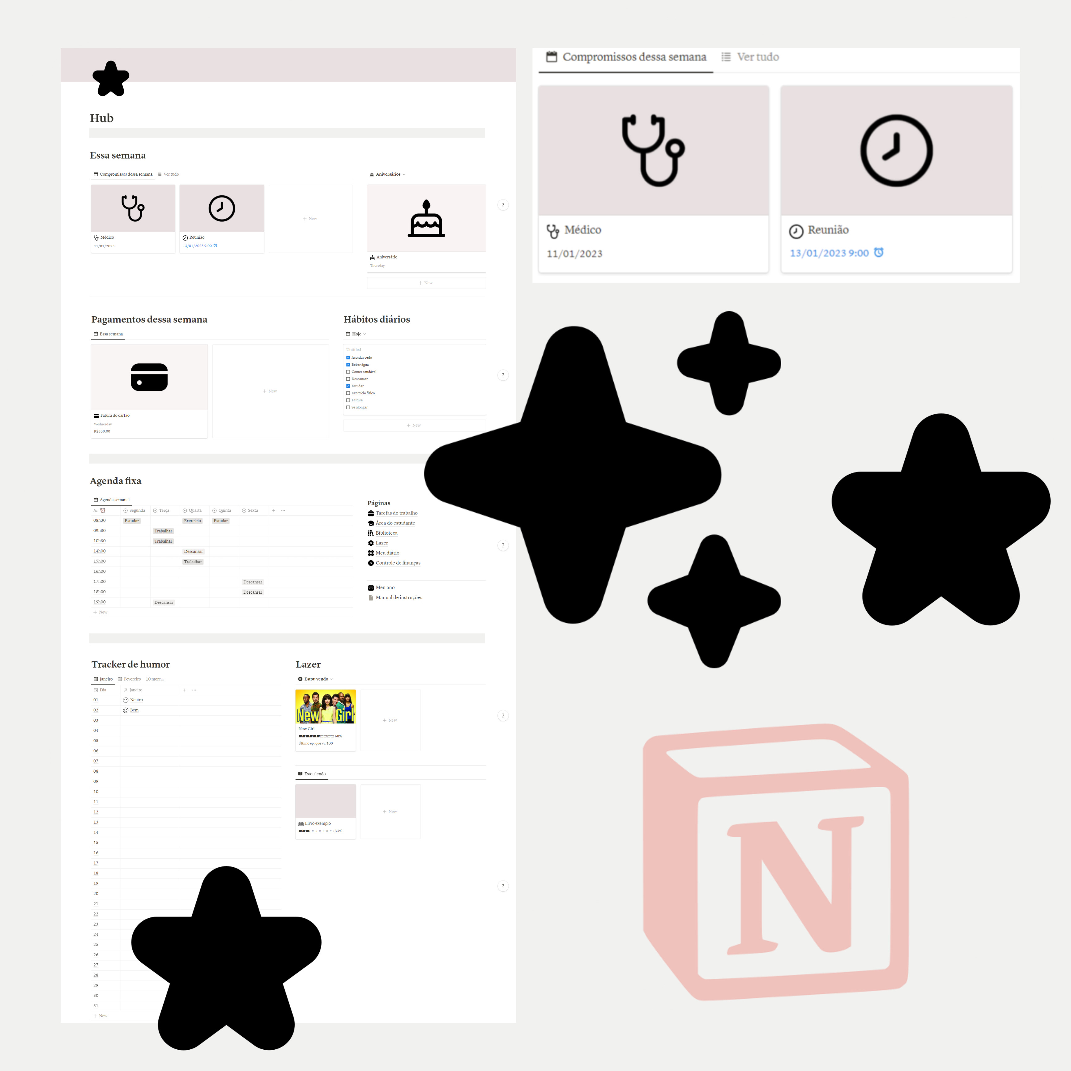Hub - Template automatizado para Notion - Luíza Pires | Hotmart